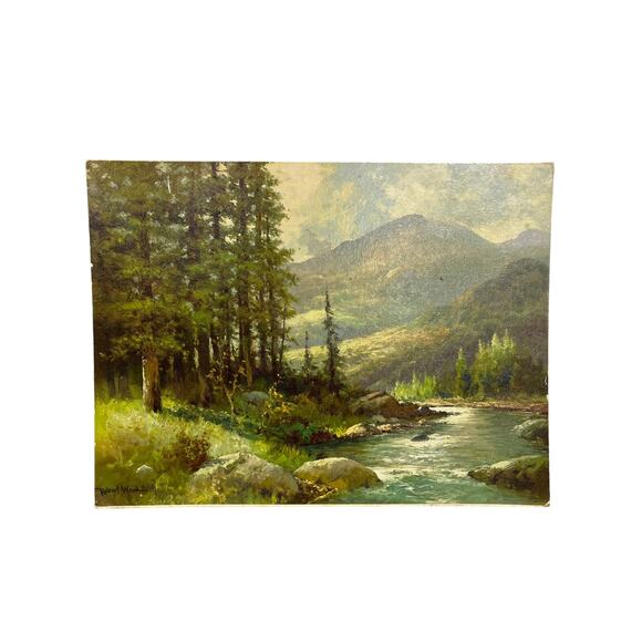 Unbranded | Art | Vintage Print Robert Wood Mountain Stream 24x8 | Poshmark